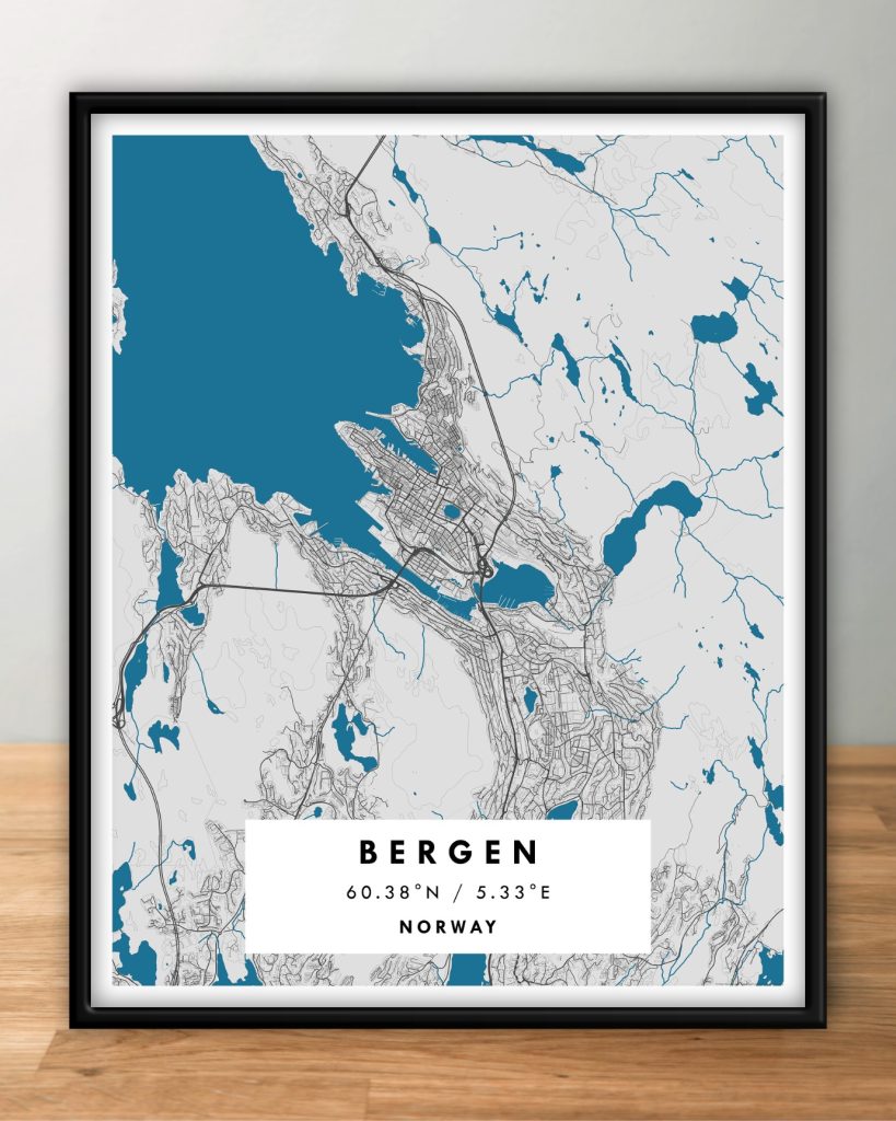 BERGEN City Digital Map Poster – Special | Maps & More