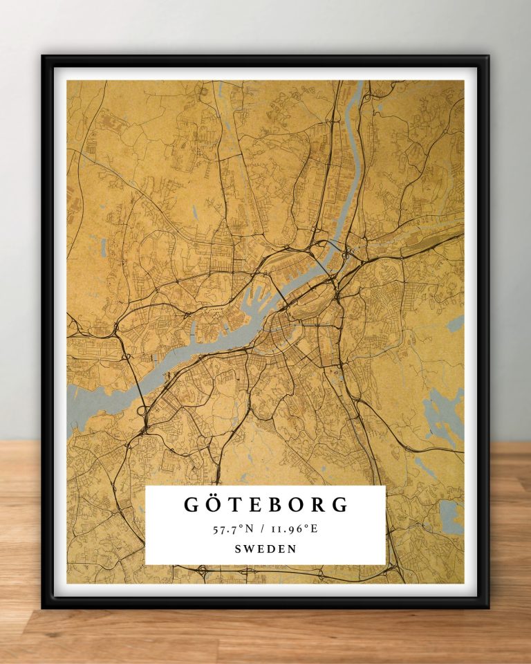 GÖTEBORG City Digital Map Poster – Retro | Maps & More