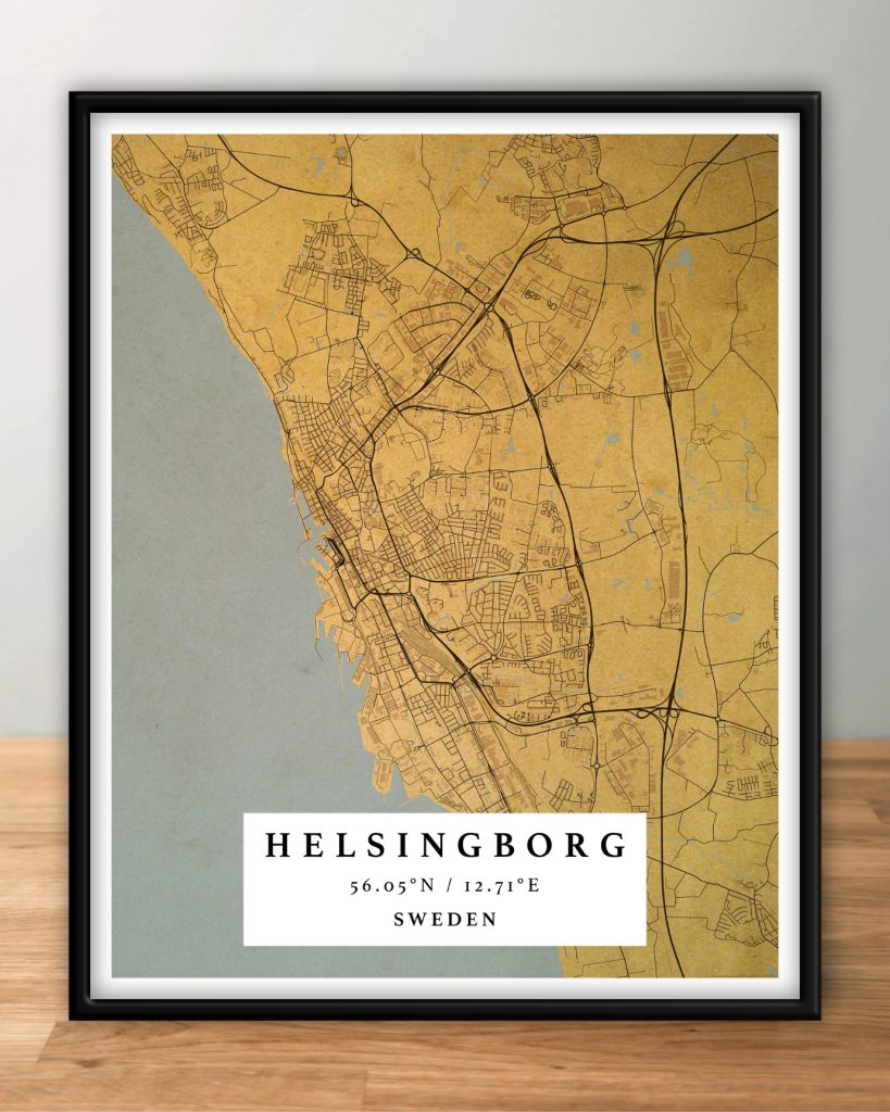 HELSINGBORG City Digital Map Poster – Retro | Maps & More