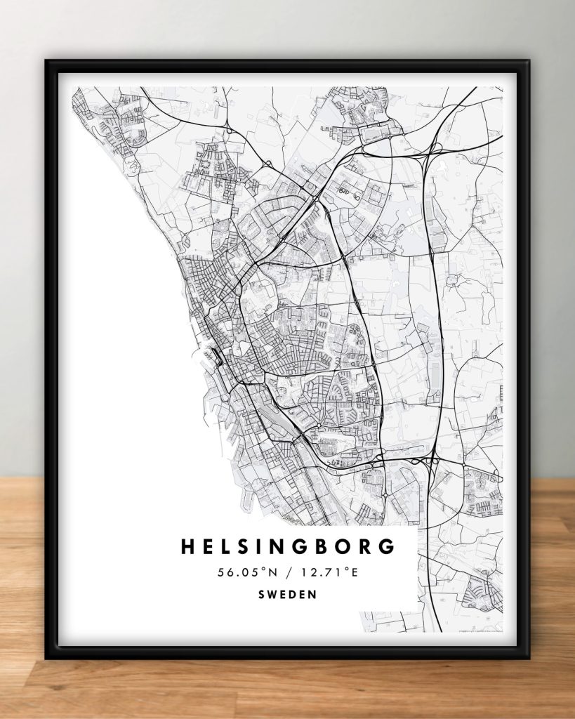 HELSINGBORG City Digital Map Poster – White | Maps & More