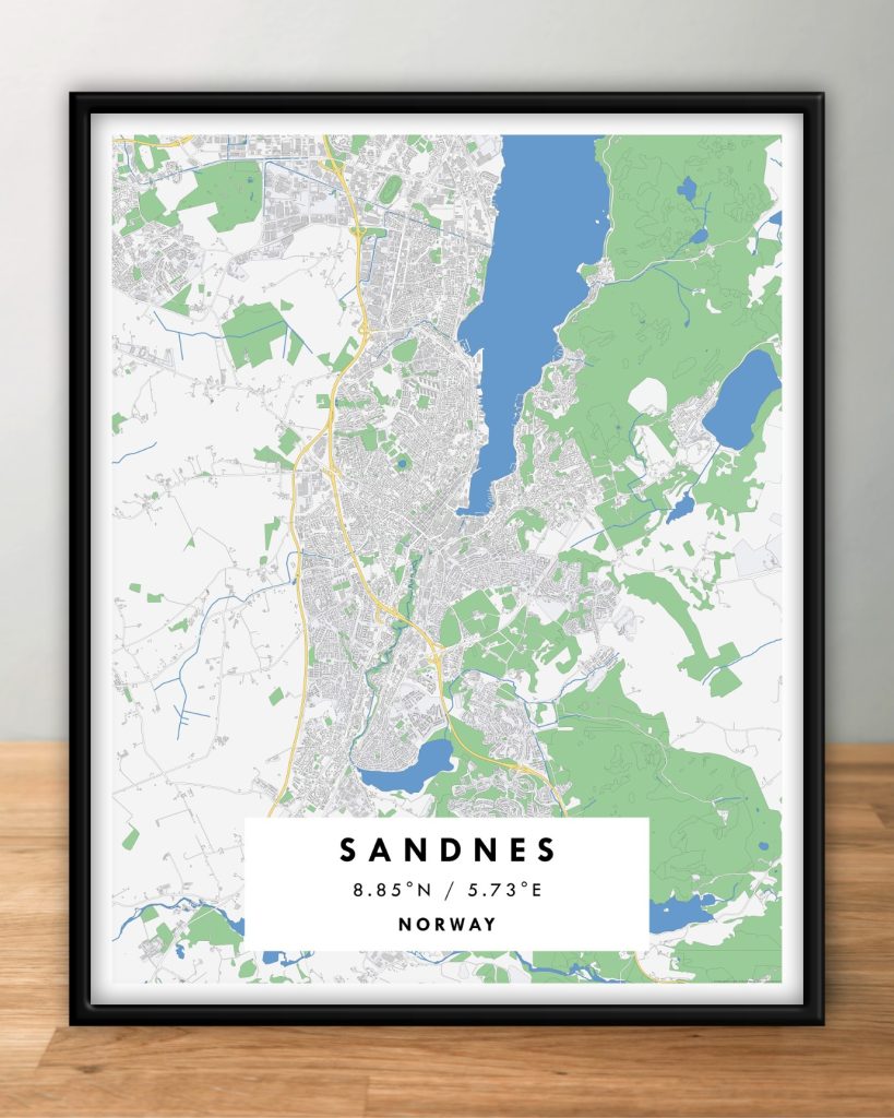 SANDNES City Digital Map Poster – Geographical | Maps & More