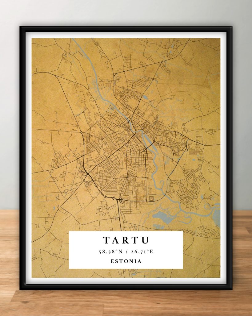 TARTU City Digital Map Poster – Retro | Maps & More