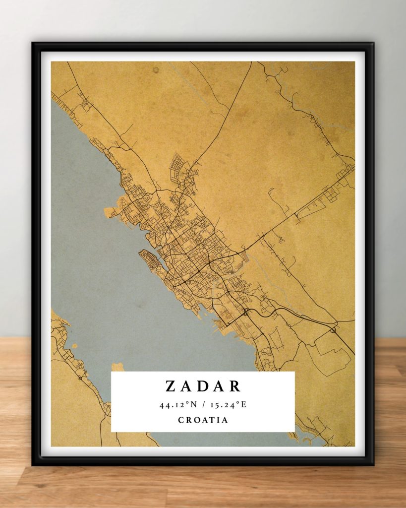 ZADAR City Digital Map Poster – Retro | Maps & More