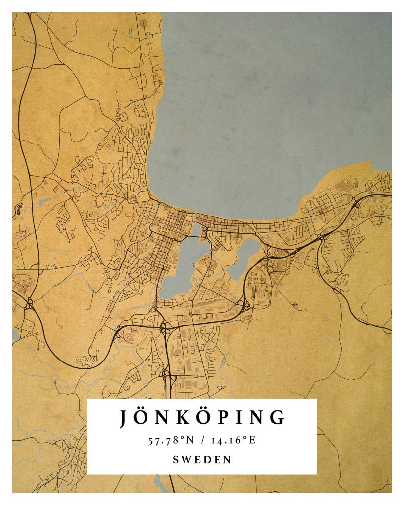JÖNKÖPING City Digital Map Poster – Retro | Maps & More