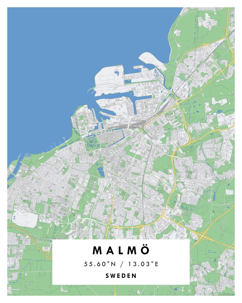MALMÖ City Digital Map Poster – Geographical | Maps & More