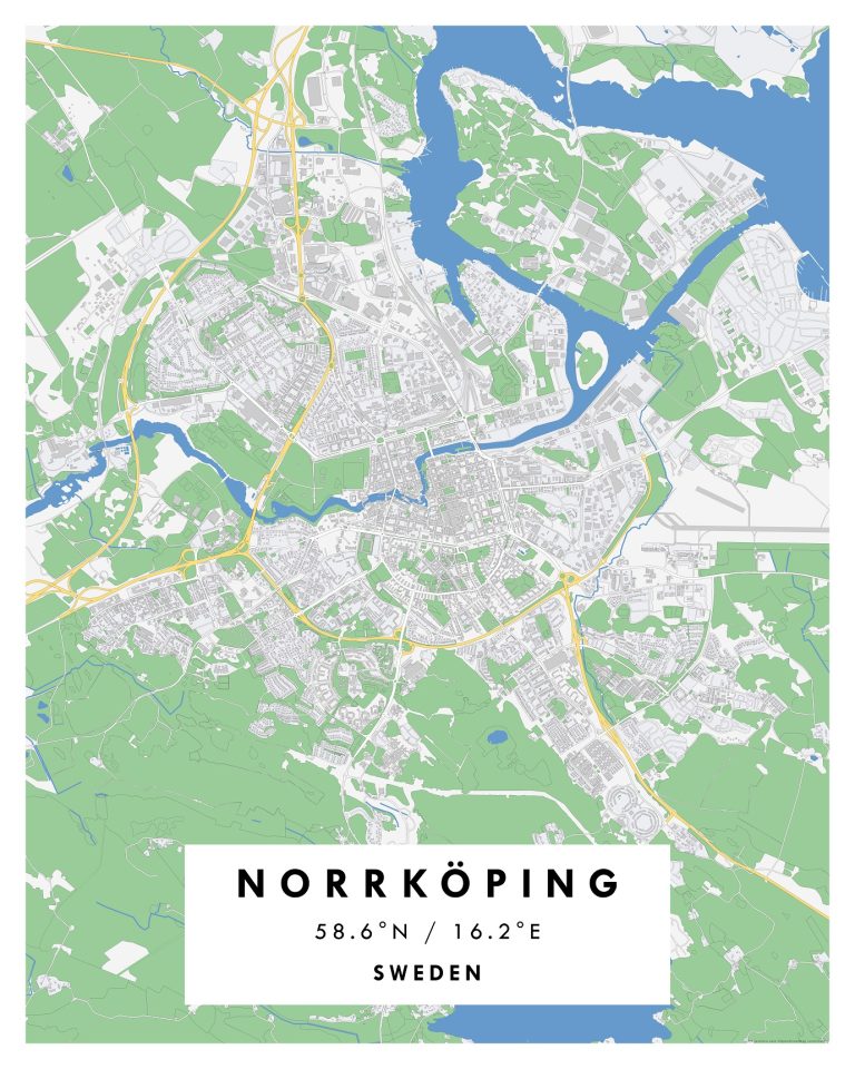 NORRKÖPING City Digital Map Poster – Geographical | Maps & More