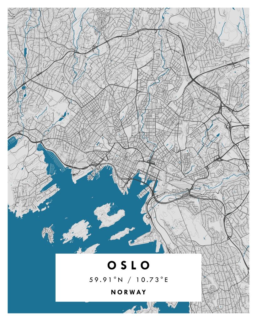 OSLO City Digital Map Poster – Special | Maps & More