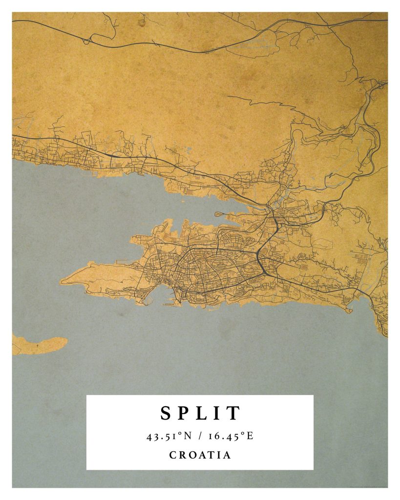 SPLIT City Digital Map Poster – Retro | Maps & More