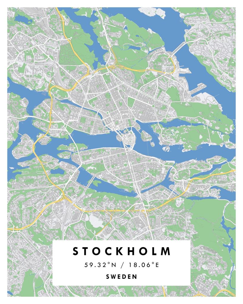 STOCKHOLM City Digital Map Poster – Geographical | Maps & More