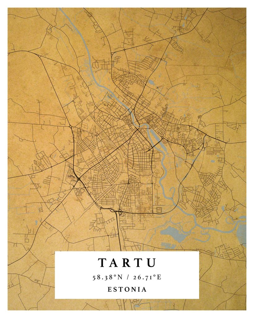TARTU City Digital Map Poster – Retro | Maps & More