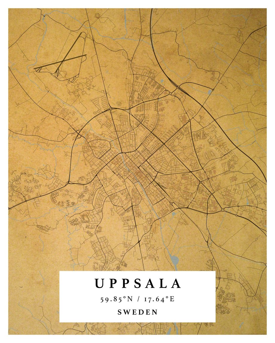 UPPSALA City Digital Map Poster – Retro | Maps & More