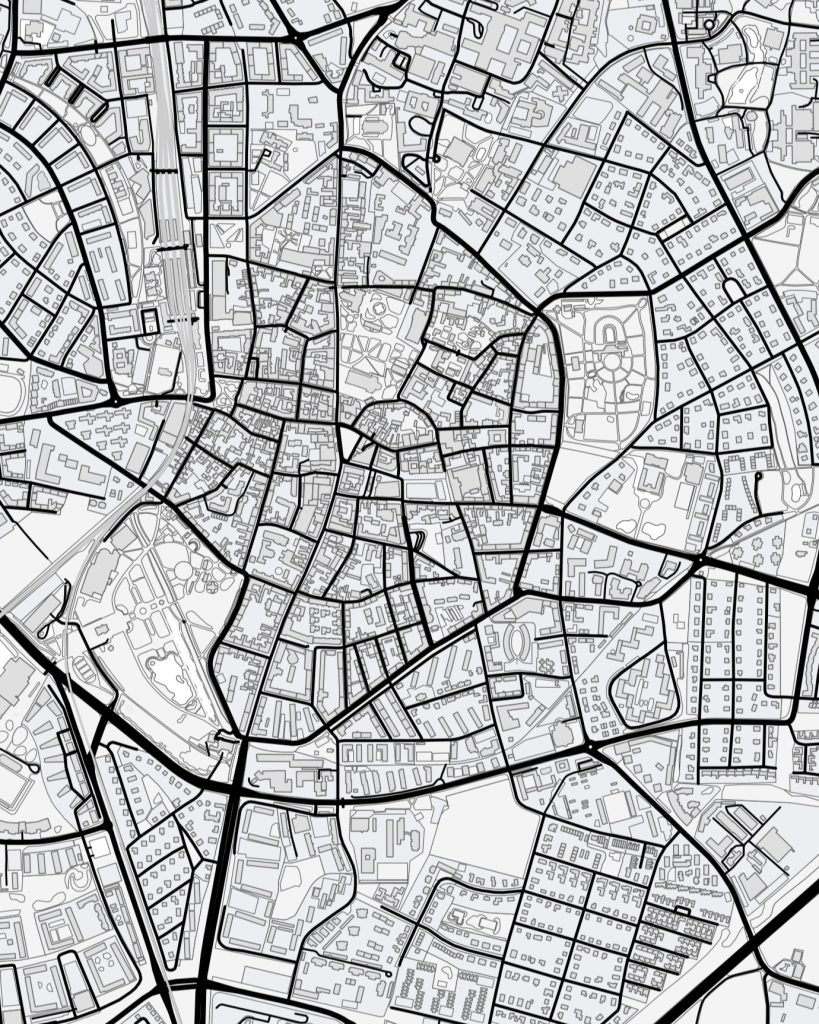 LUND City Digital Map Poster – White | Maps & More